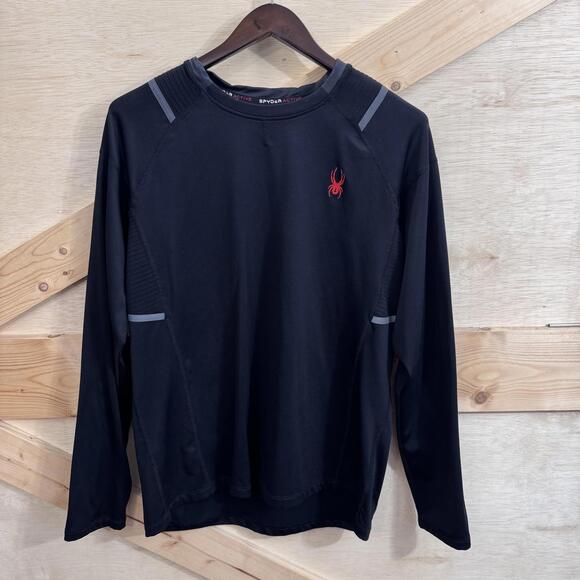 Spyder | Shirts | Spyder Base Layer Shirt Men M Long Sleeve Black ...
